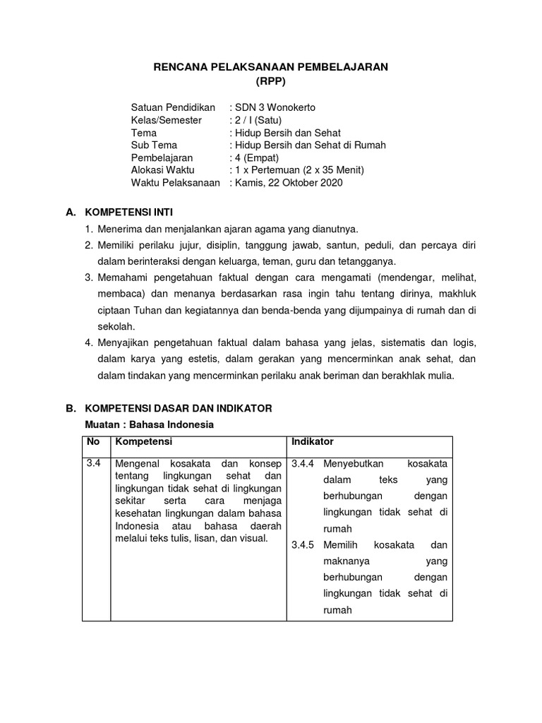 Contoh RPP Daring TPACK PDF | PDF