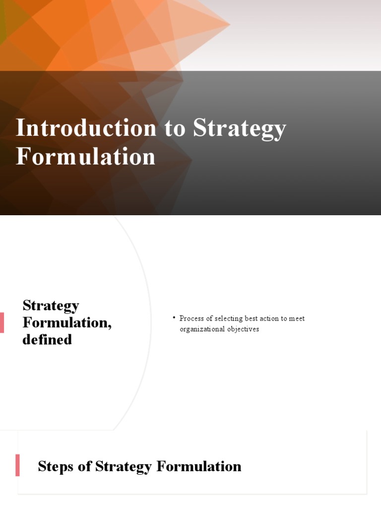 Introduction To Strategy Formulation Pdf