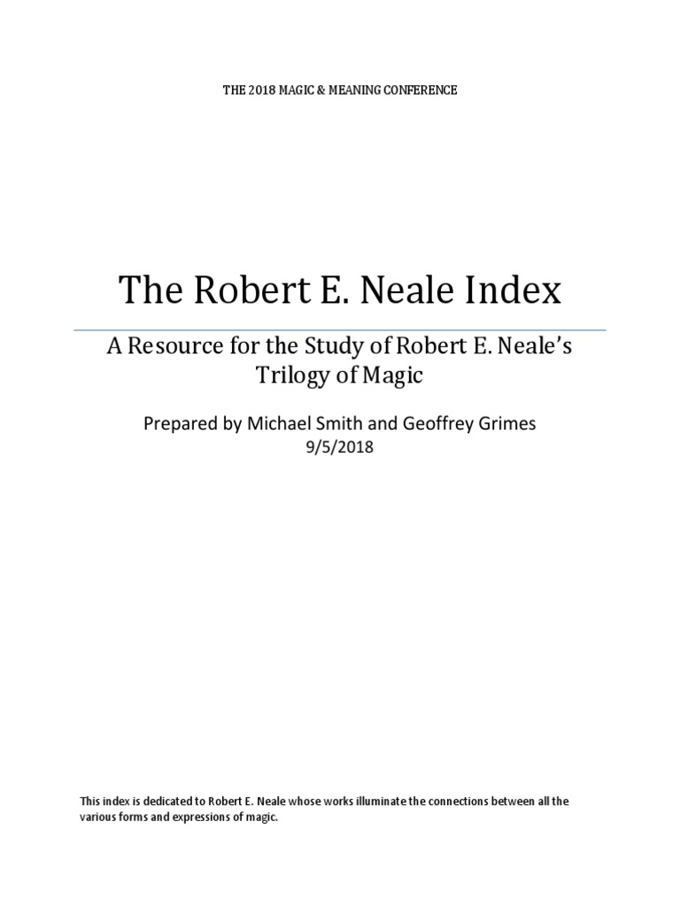 A Resource For The Study of Robert E. Neale's Trilogy of Magic | PDF ...