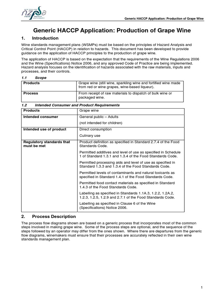 HACCP Guidelines for Wine Production | PDF | Winemaking | Wine