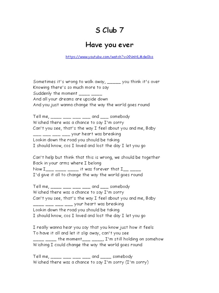 S Club 7-Have You Ever | PDF