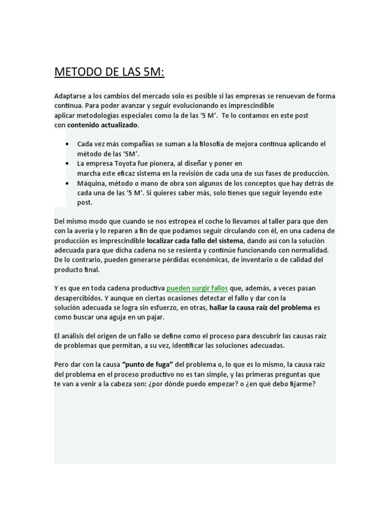 Metodo de Las 5M | PDF | Entorno natural | Toma de decisiones