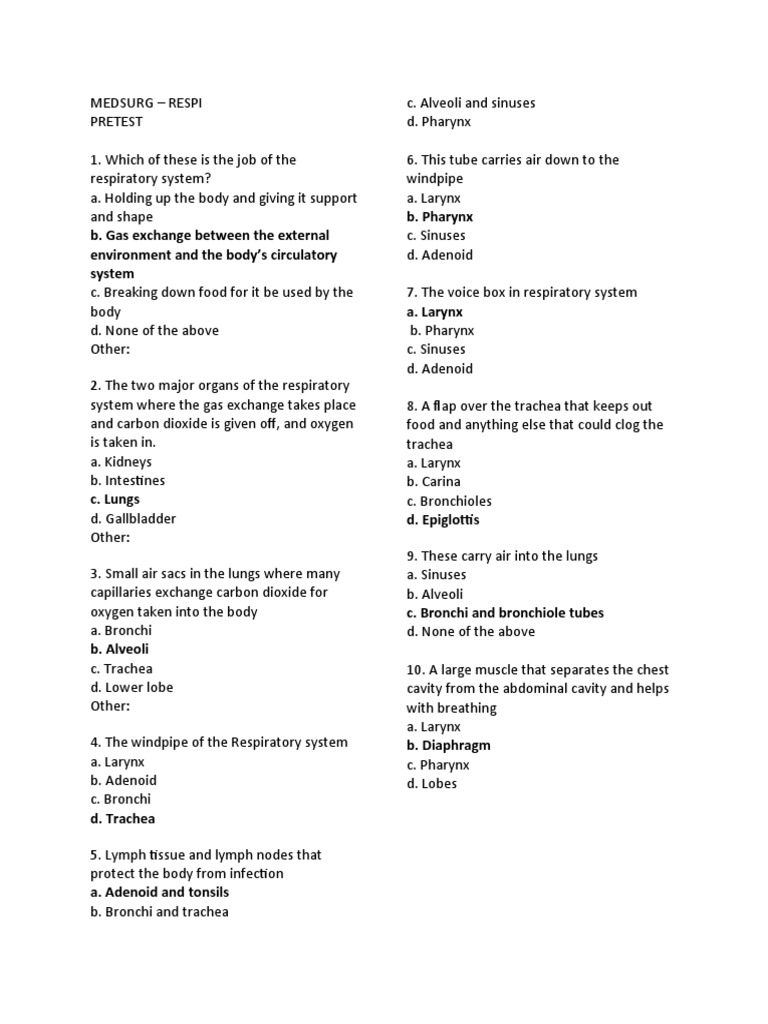 Respi Quiz 1 | PDF | Respiratory Tract | Lung