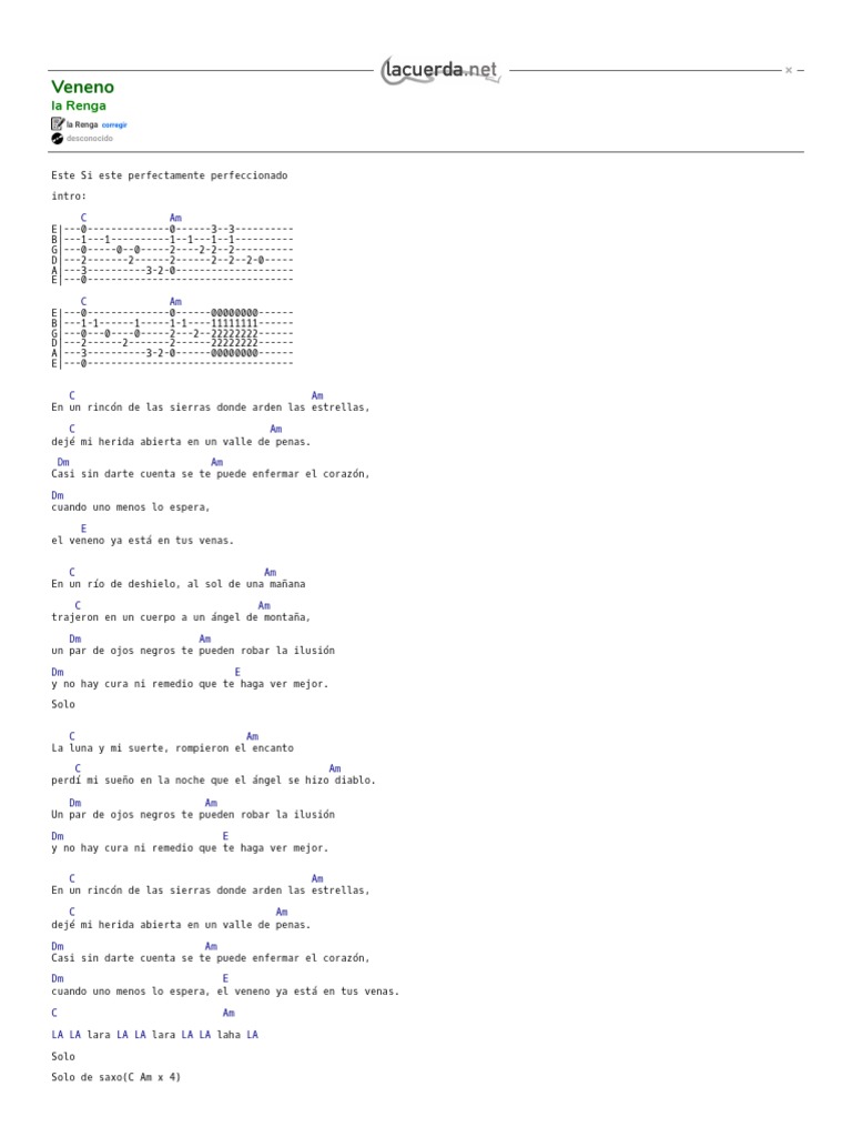 VENENO, La Renga - Acordes | PDF