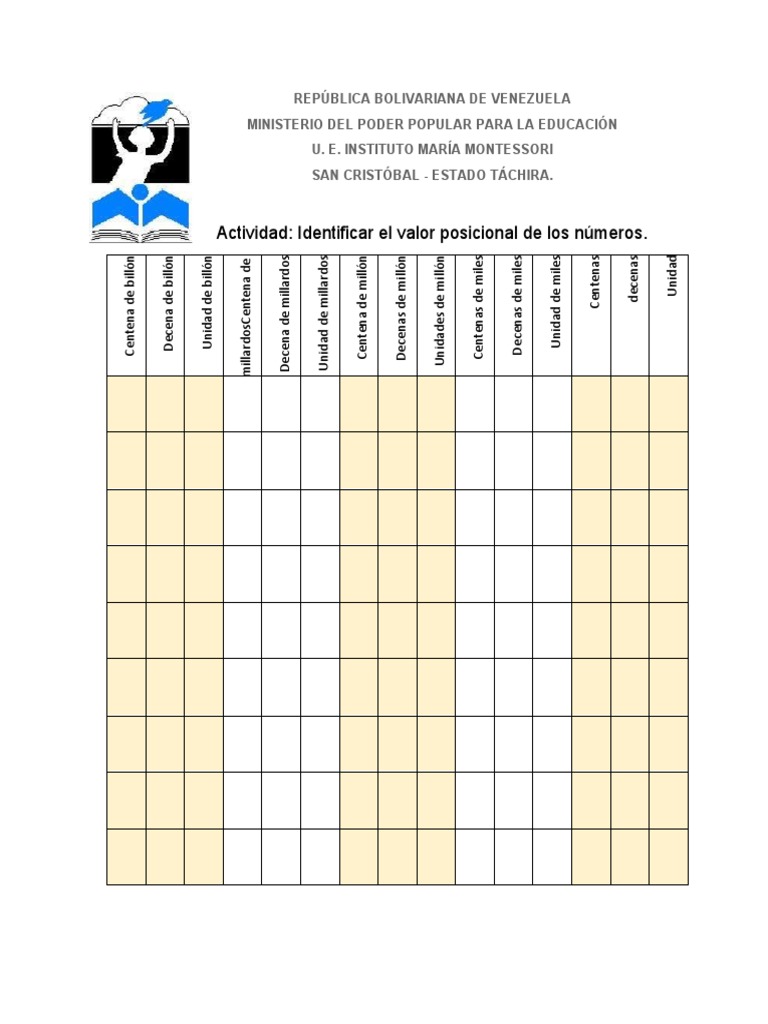 Actividad Identificar El Valor Posicional de Los Números | PDF
