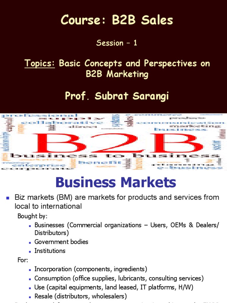 Introduction To B2B - Session 1 | PDF | Demand | Final Good