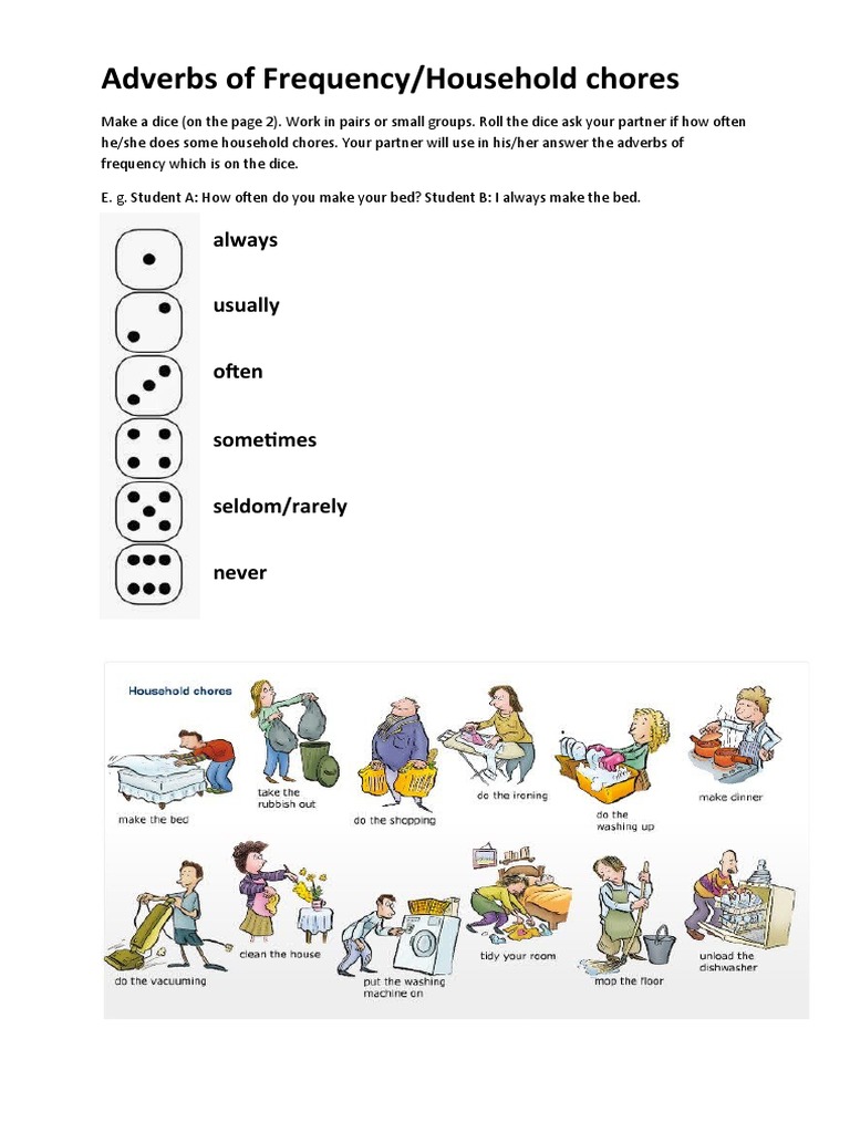 Household Chores Adverbs of Drequency | PDF