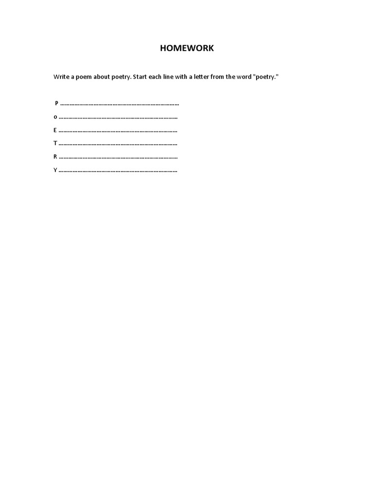 Homework Poem | PDF | Art