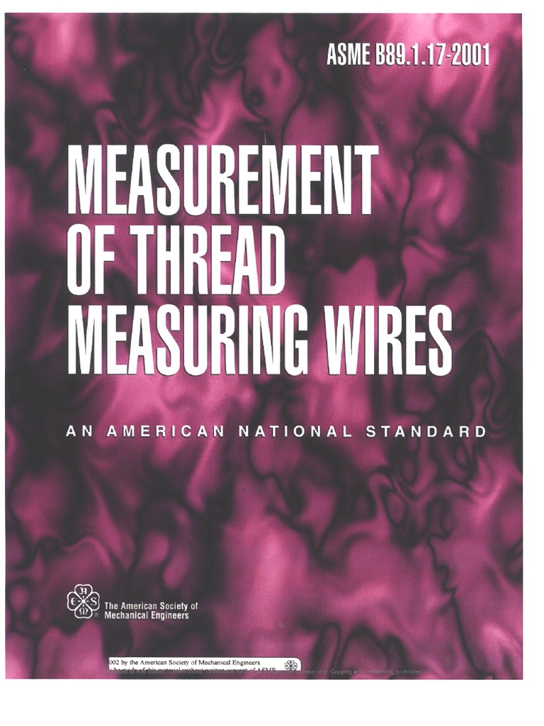 B89 1.17.2001 Measurment of Thread Measuring Wires | PDF