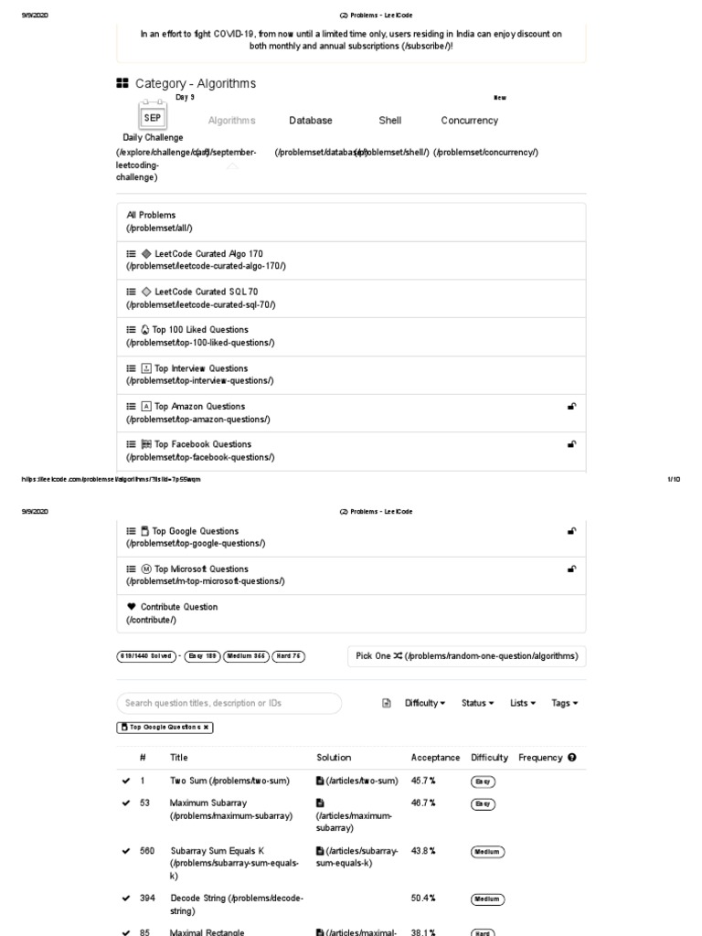 Google Leetcode Questions | PDF | Algorithms And Data Structures ...