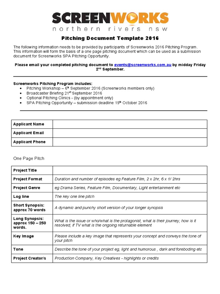 Pitching Document Template 2016: TH ST | PDF | Entertainment | Mass Media