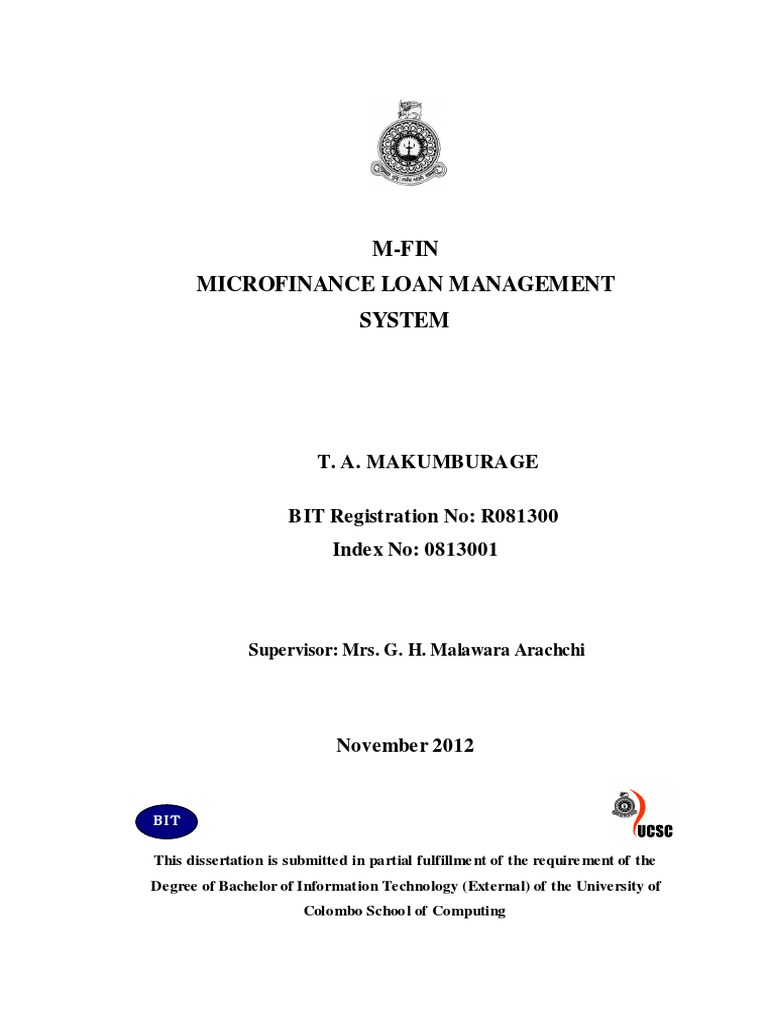 M-Fin Microfinance Loan Management System: T. A. Makumburage | PDF ...