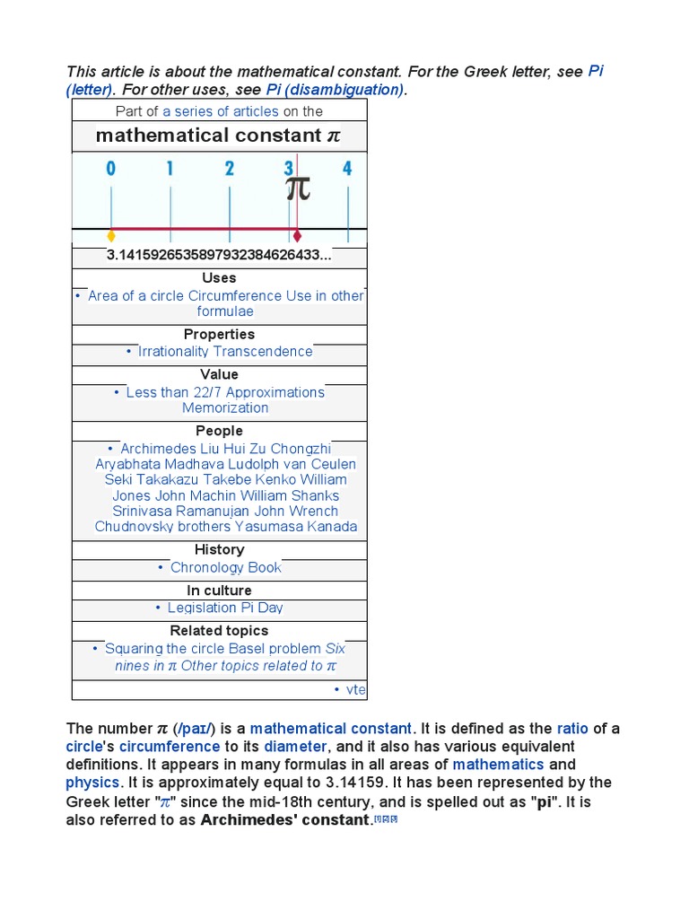 Mathematical Constant: This Article Is About The Mathematical Constant ...