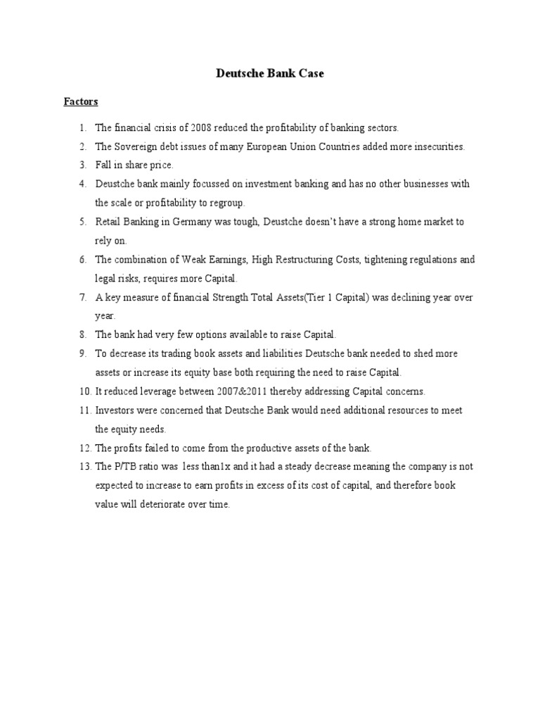 Deutsche Bank Case: Factors | PDF