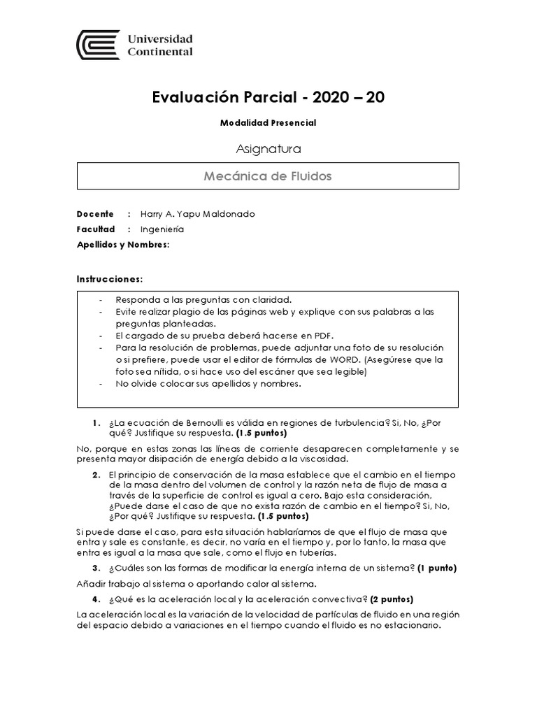 Evaluación Parcial - MF - Solucionario | PDF | Mecanica clasica | Ingeniería mecánica