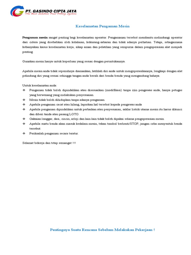 Contoh Materi SAFETY MORNING TALK | PDF | Karier & Perkembangan