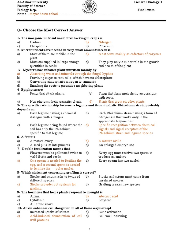 General Biology II Final Exam | PDF | Immune System | Antibody