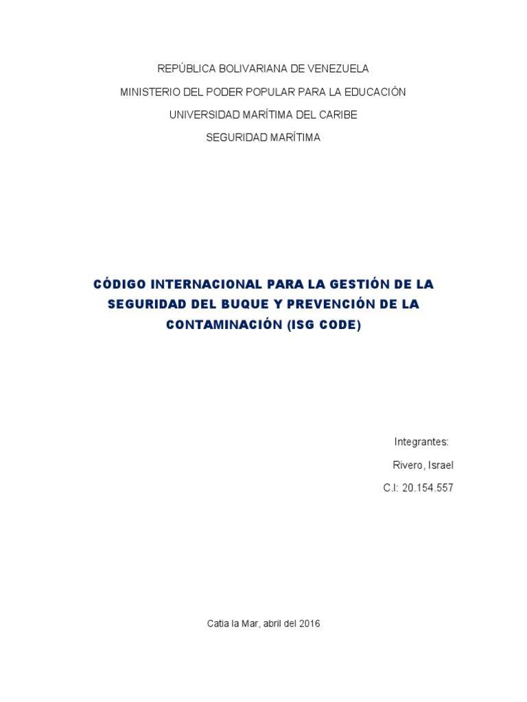 Codigo Internacional para Gestion de La Seguridad Del Buque y ...