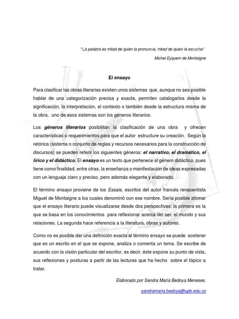 El Ensayo PDF | PDF | Ensayos | Autor
