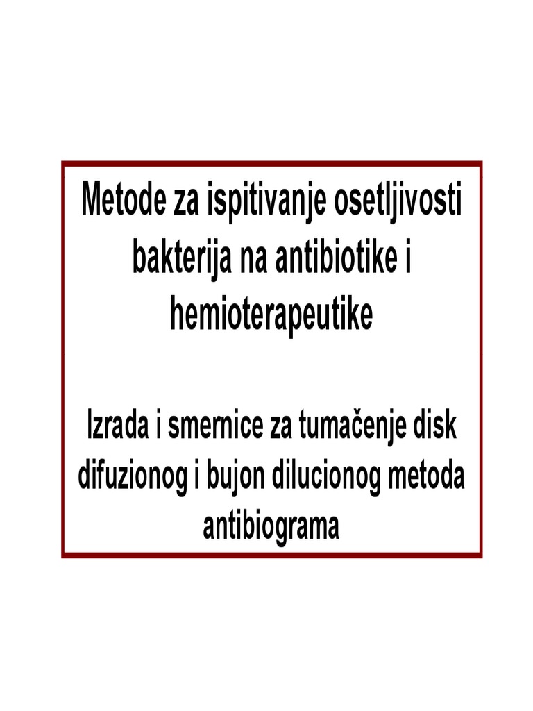 Vezba 4 - Metode Za Ispitivanje Osetljivosti Bakterija Na An | PDF