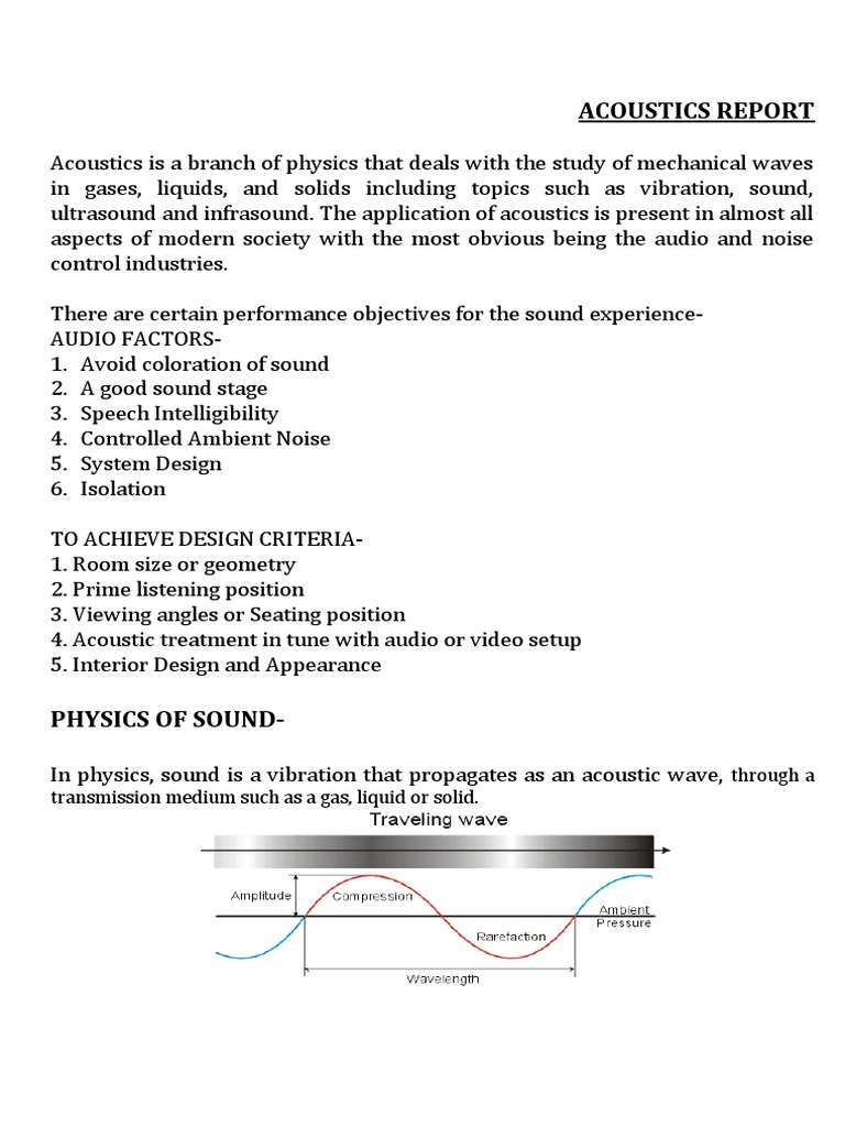 Acoustics Report: Through A Transmission Medium Such As A Gas, Liquid ...