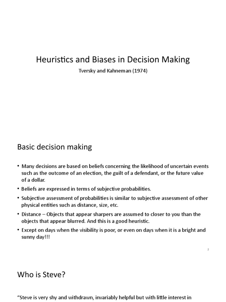Heuristics and Biases in Decision Making | PDF | Heuristics In Judgment ...