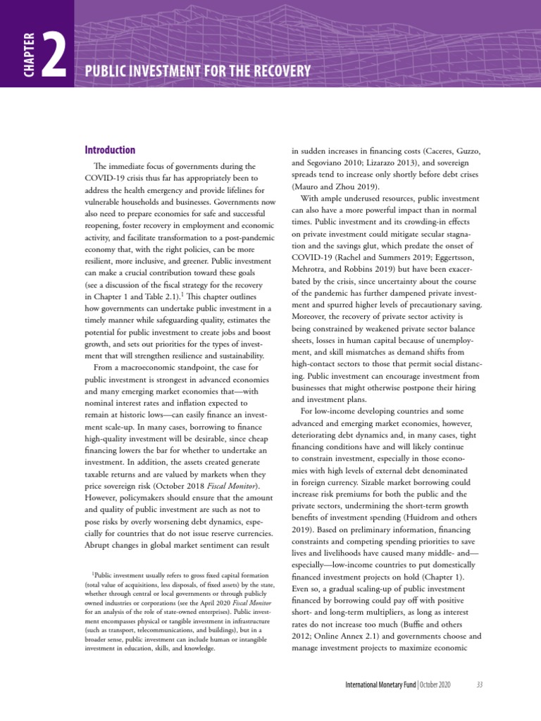 Public Investment For The Recovery | PDF | Government Spending | Fiscal ...