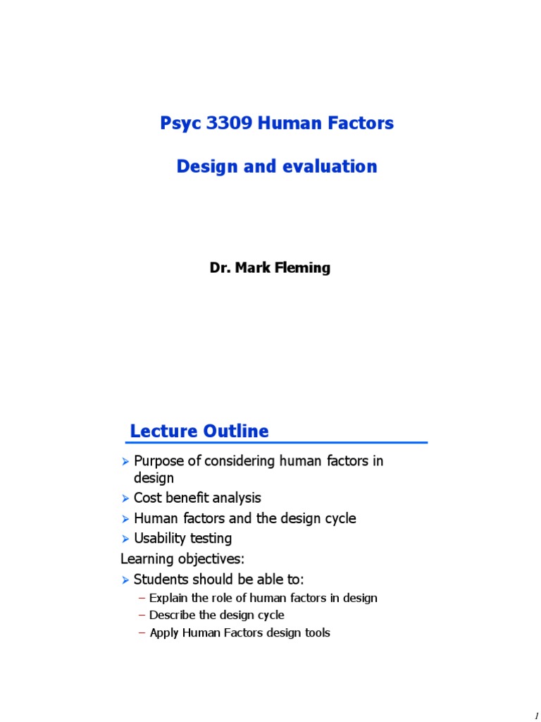Human Factors 4 Design and Evaluation 19 | PDF | Usability | Cognition