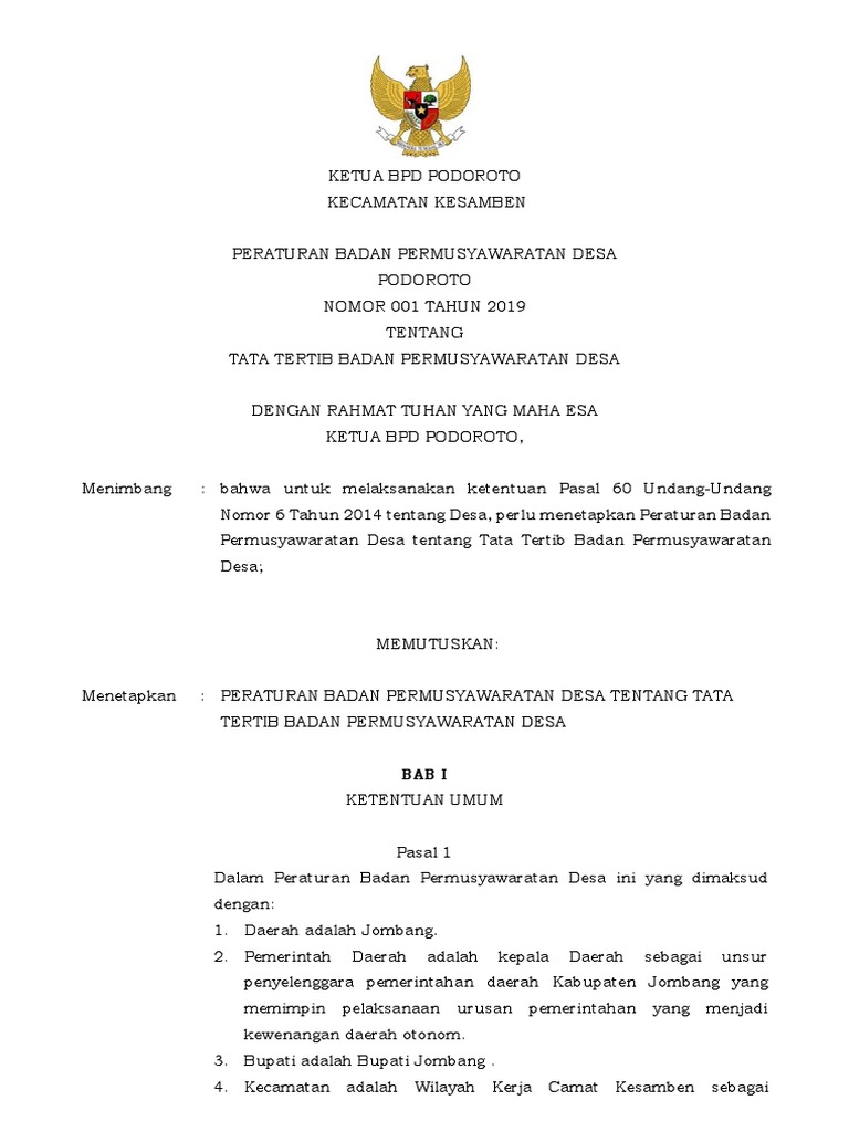 Tatib BPD Podoroto Periode 2019 - 2025 PDF | PDF