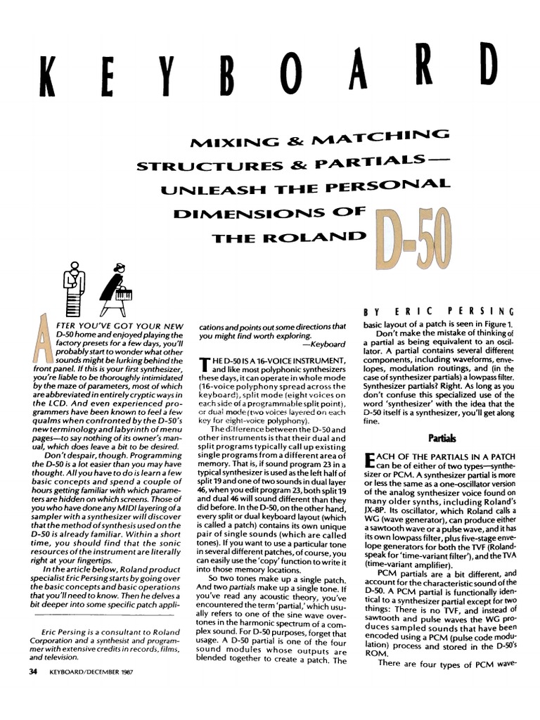 Roland d50 Clinic Keyboard Magazine | PDF