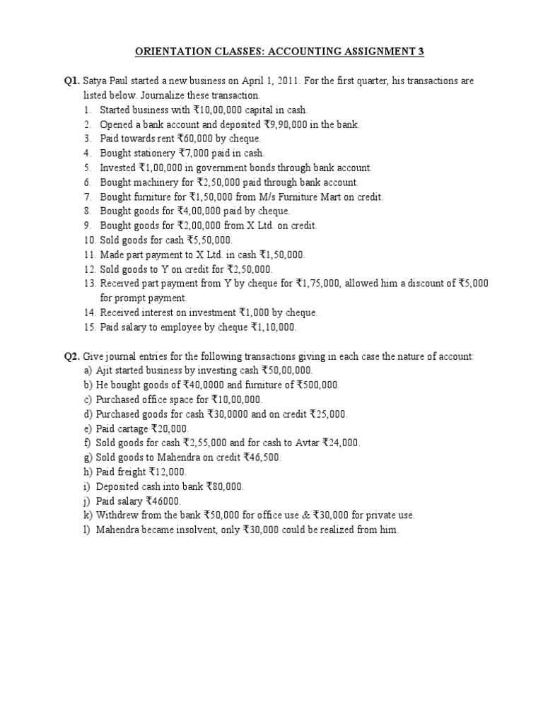 A3 - Journal To Trial Balance | PDF