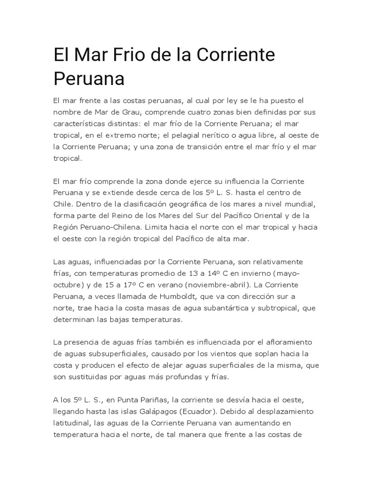 El Mar Frio de La Corriente Peruana | PDF | Mar | Hidrografía