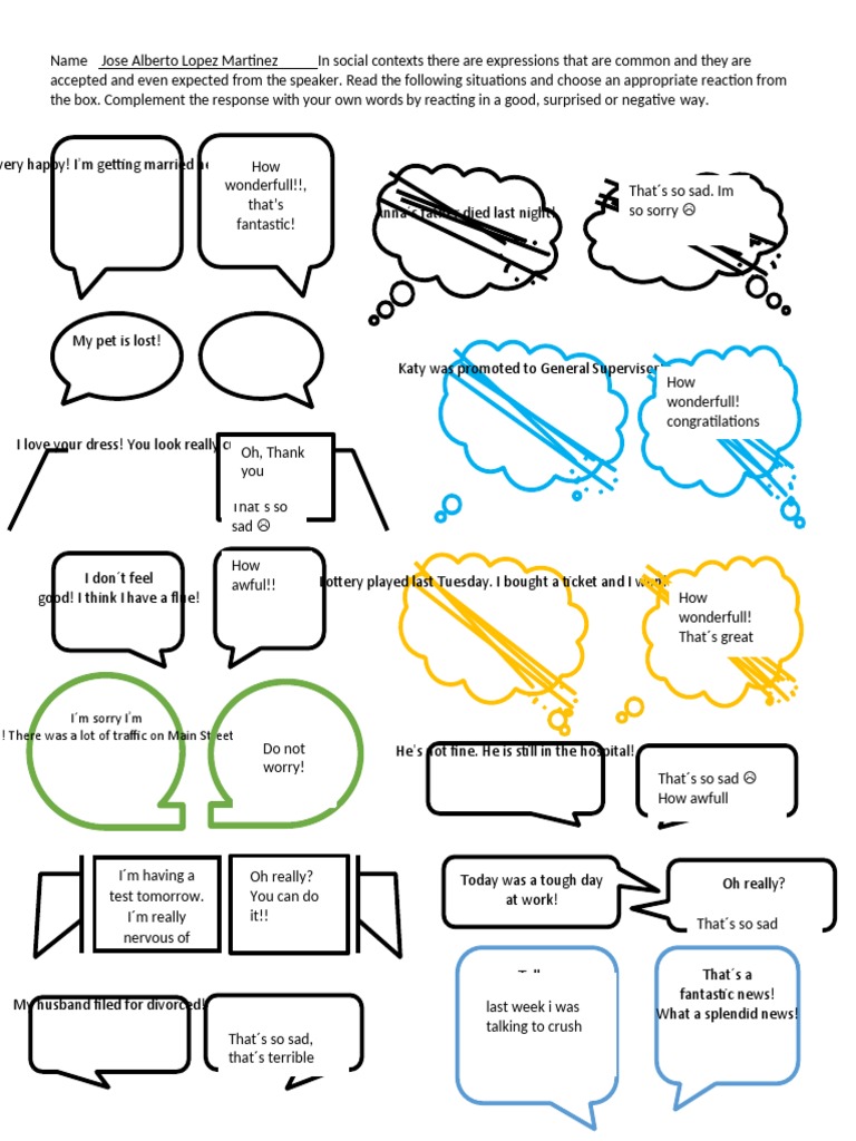 Reactions in English | PDF