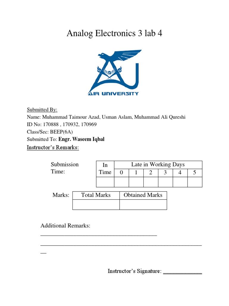 Analog Electronics Lab 4 | PDF | Amplifier | Operational Amplifier