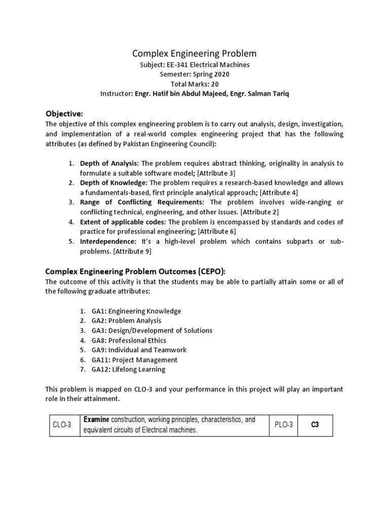 Complex Engineering Problem: Objective | PDF | Ac Power | Engineering