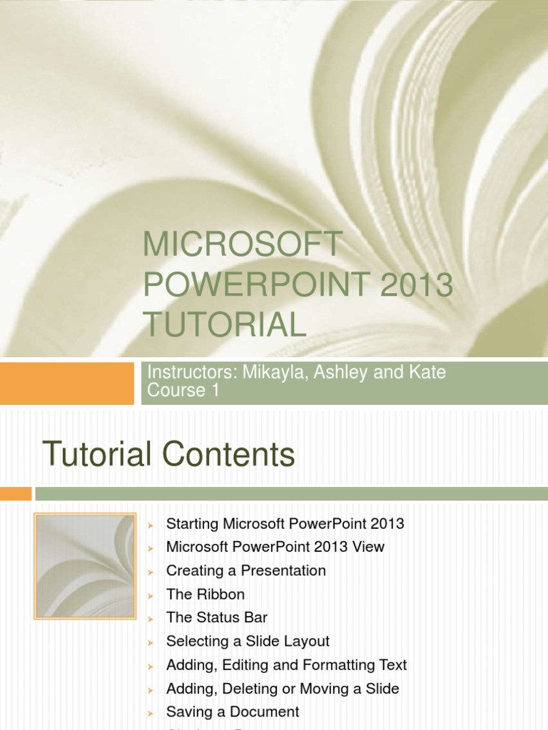 PowerPoint 2013 Beginner's Tutorial | PDF | Microsoft Power Point ...