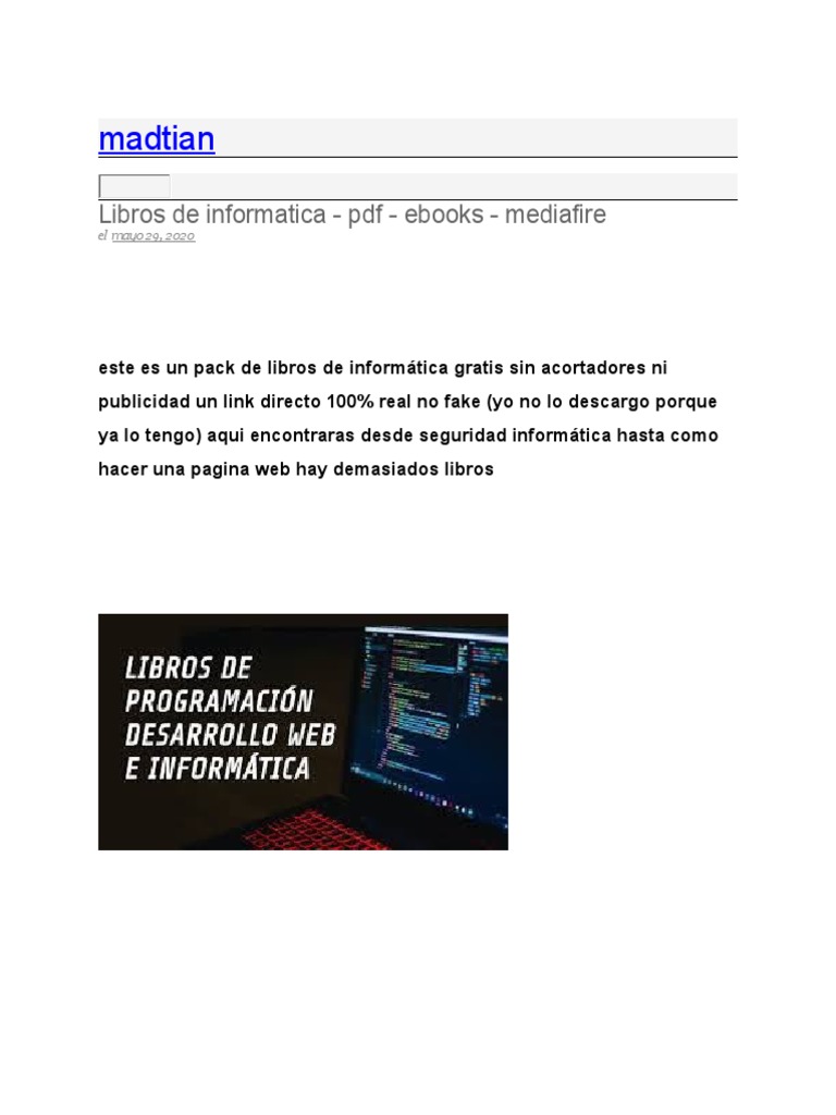 Madtian: Libros de Informatica - PDF - Ebooks - Mediafire | Descargar ...