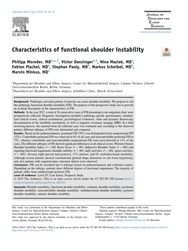 Characteristics of Functional Shoulder Instability | PDF | Shoulder ...