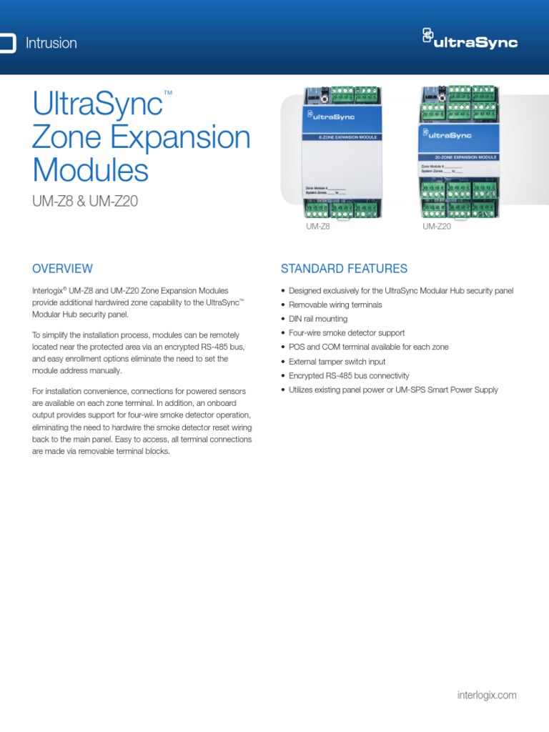 Ultrasync Zone Expansion Modules: Um-Z8 & Um-Z20 | PDF | Security Alarm | Electrical Wiring