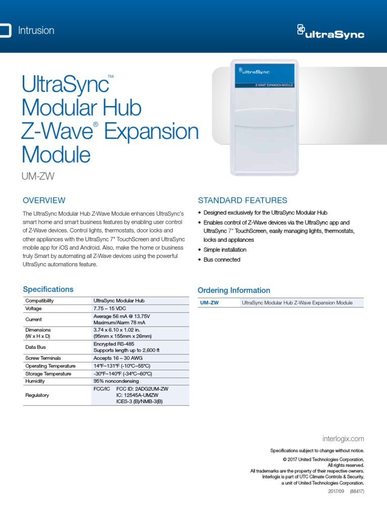 Ultrasync Modular Hub Z-Wave Expansion: Intrusion | PDF | Mobile App ...