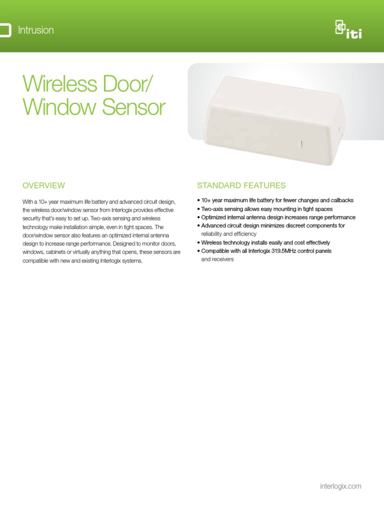 Wireless Door/ Window Sensor: Intrusion | PDF | Transmitter ...