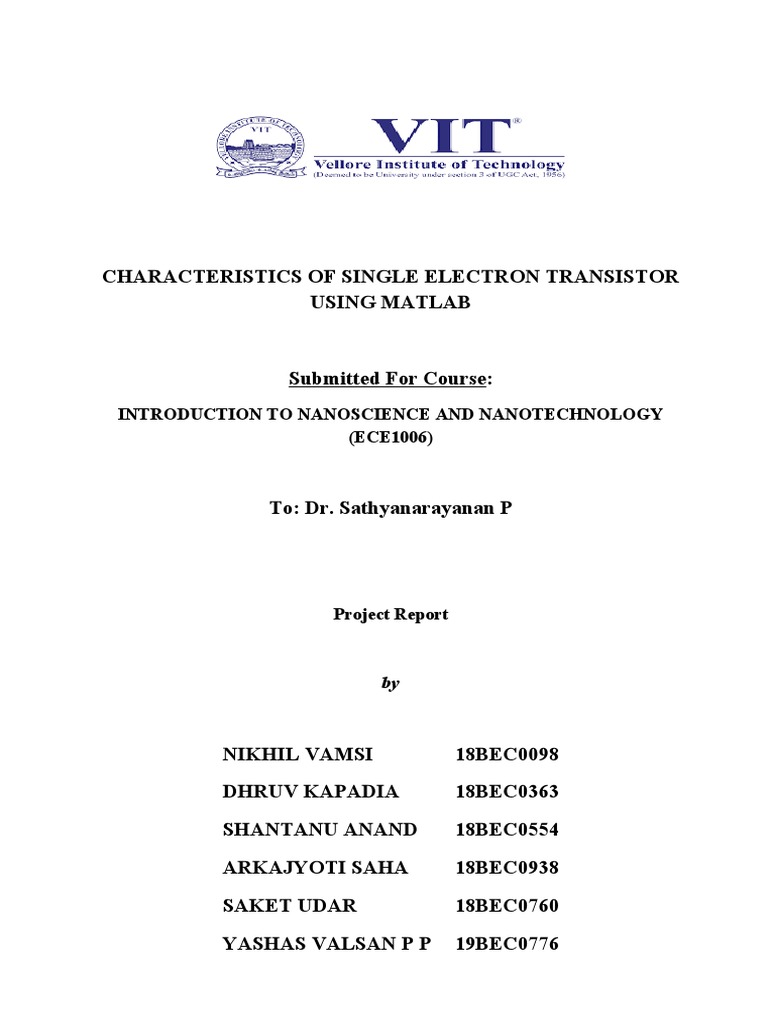 Introduction To Nanoscience and Nanotechnology (ECE1006) | PDF ...