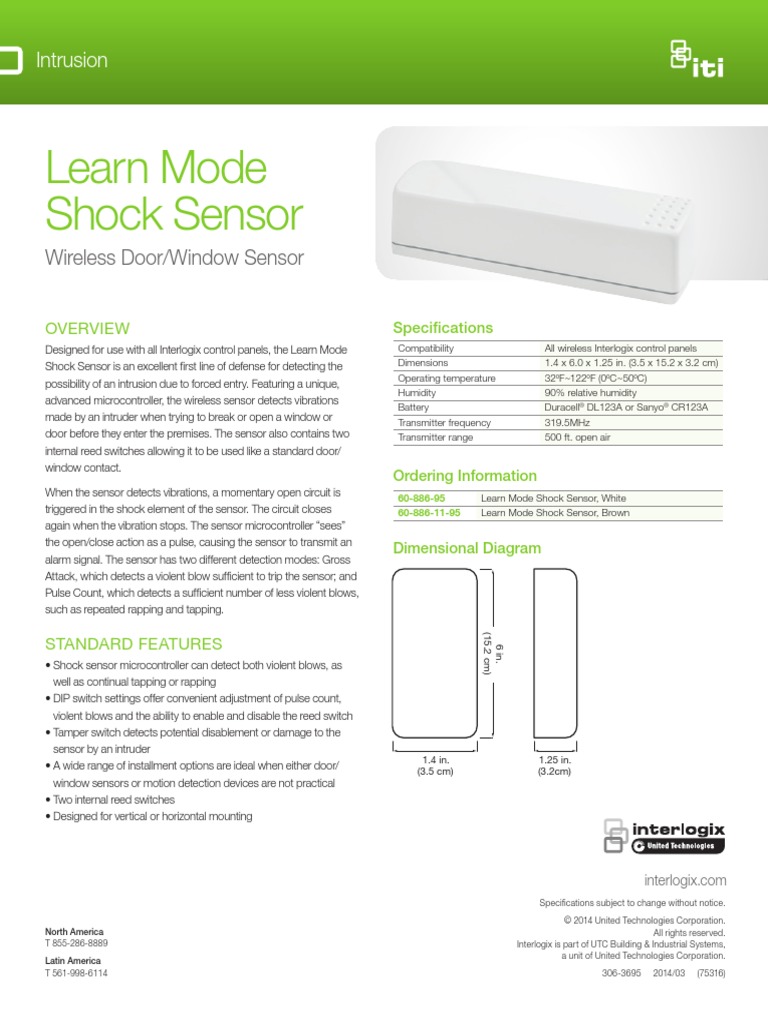 Learn Mode Shock Sensor: Wireless Door/Window Sensor | PDF | Switch ...