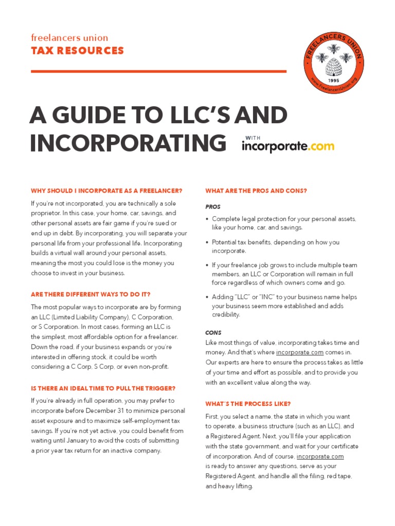 FU TaxResources GuideToIncorporation 1 PDF | PDF | Limited Liability ...