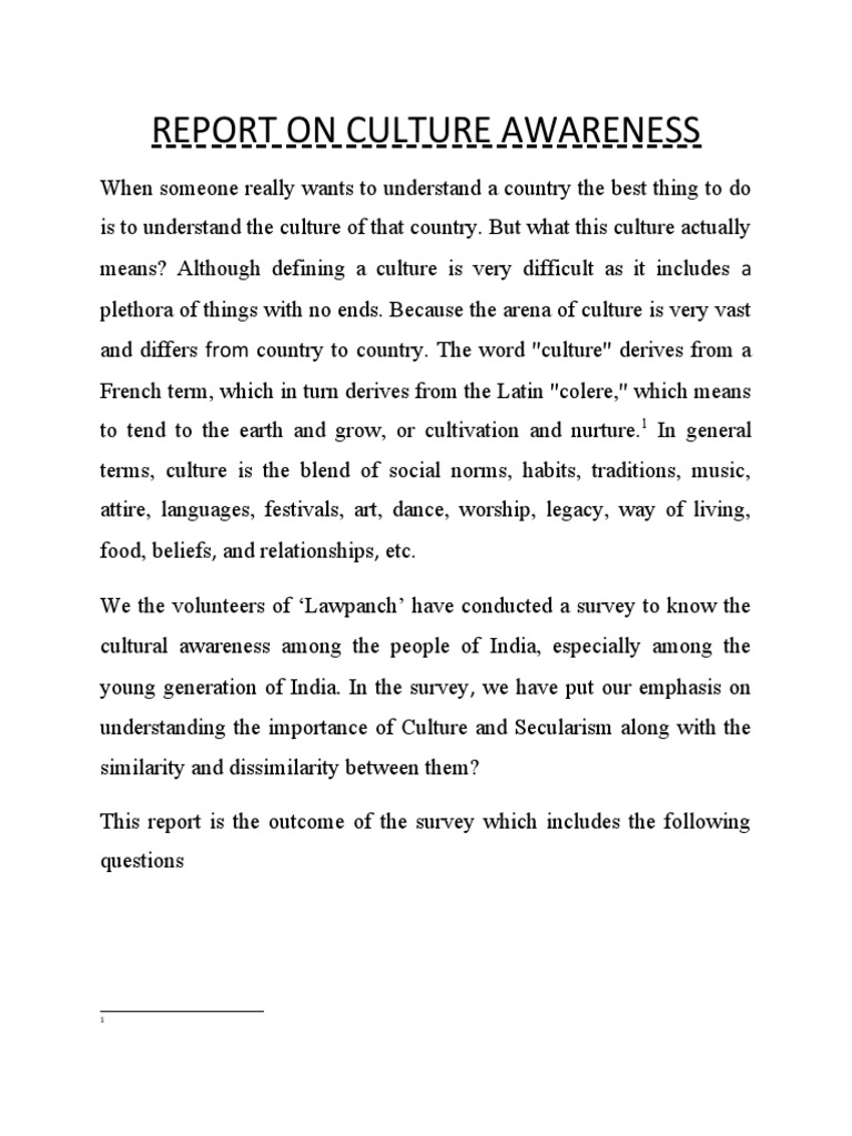 Report On Culture Awareness | PDF | Secularism | Traditions