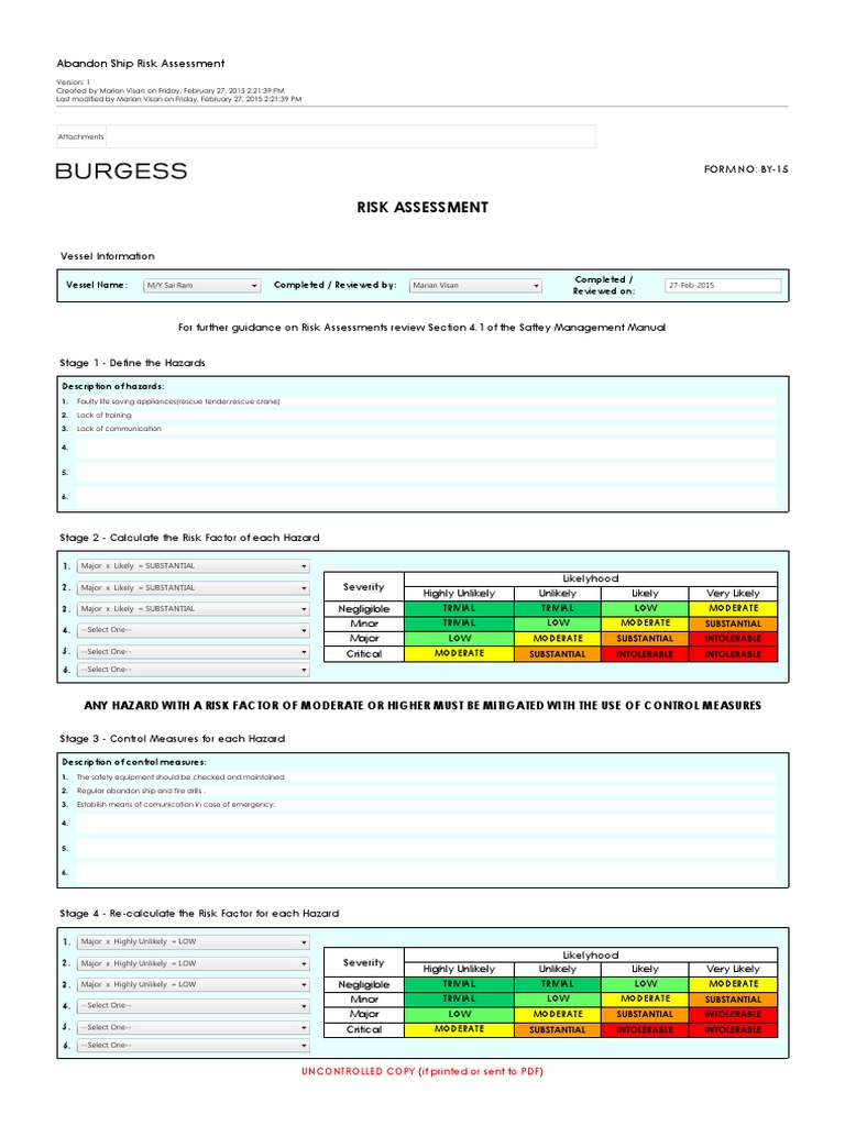Template For Risk Assestments | PDF | Risk Assessment | Risk