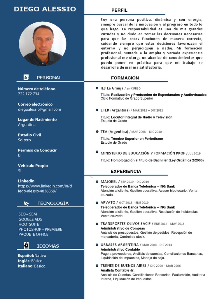 CV Diego Alessio | PDF | Business