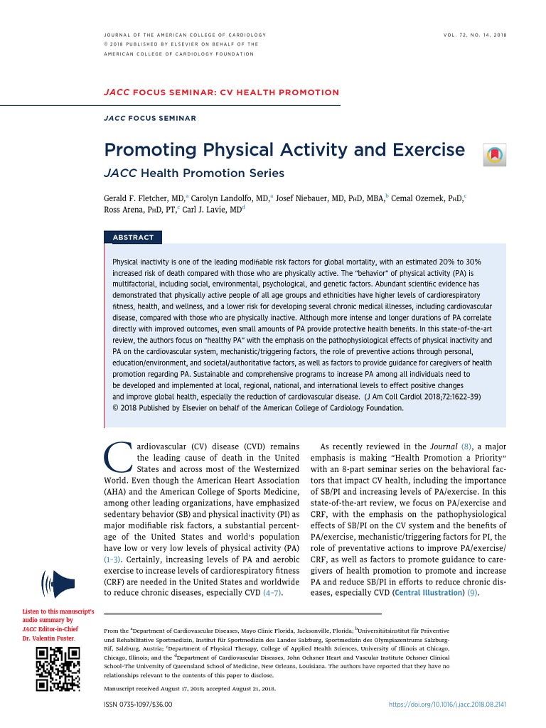 Promoting Physical Activity and Exercise: JACC Health Promotion Series ...