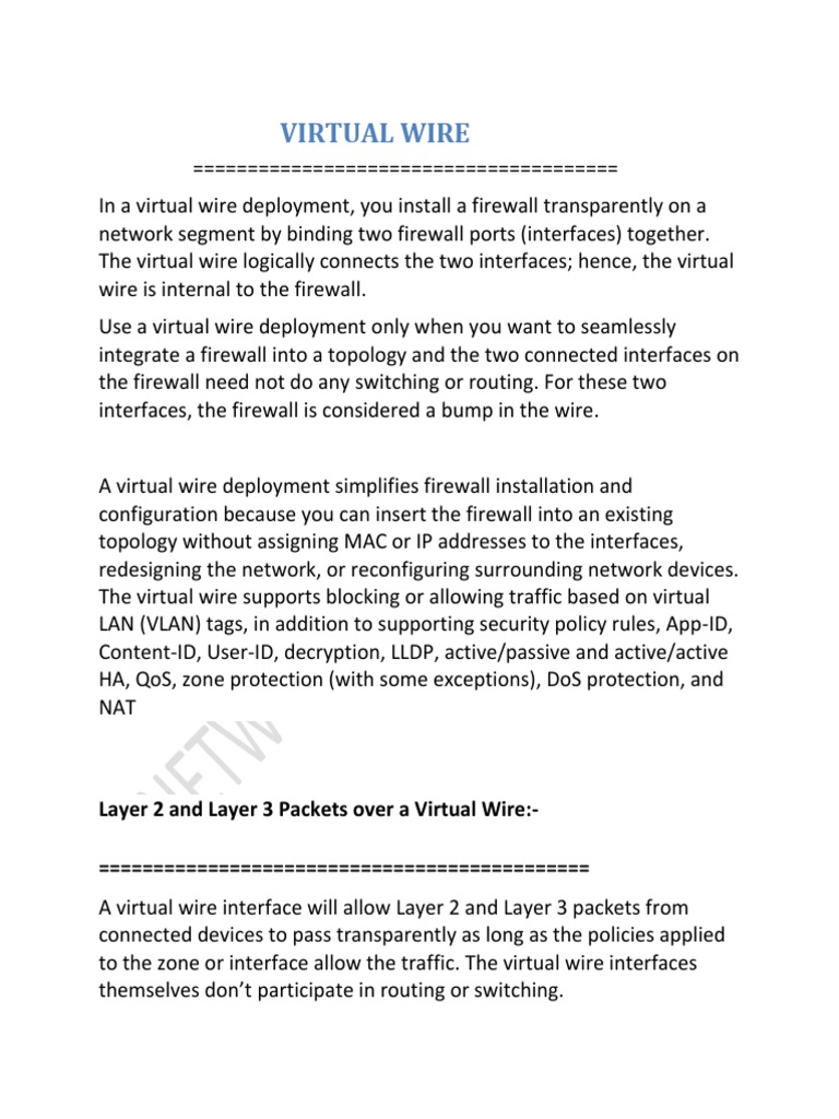 Virtual Wire: Layer 2 and Layer 3 Packets Over A Virtual Wire | PDF ...