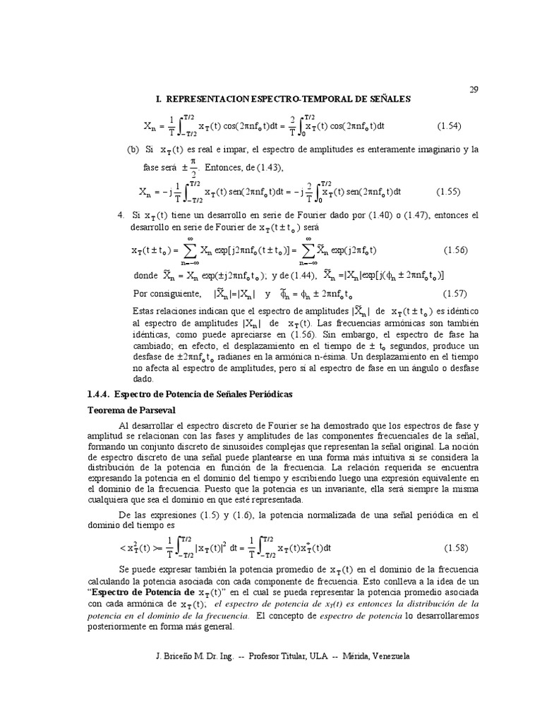 1.2.1 Teorema de Parseval PDF | PDF | Densidad espectral | Análisis de Fourier